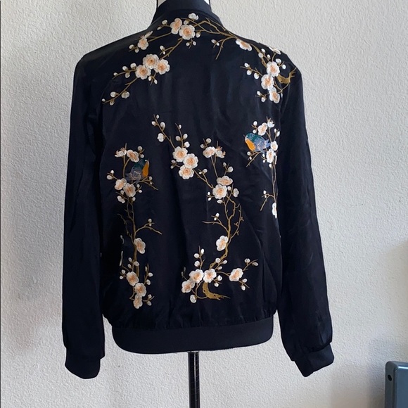 Zara | Jackets & Coats | Zara Satin Cherry Blossom Sakura Jacket | Poshmark